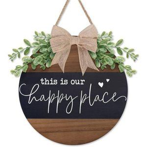 Accents | This Is Our Happy Place Front Door Round Wooden Sign With ...